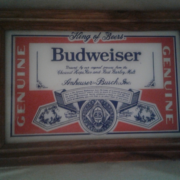 Budweiser | Wall Decor | Budweiser Framed Glass Sign | Poshmark